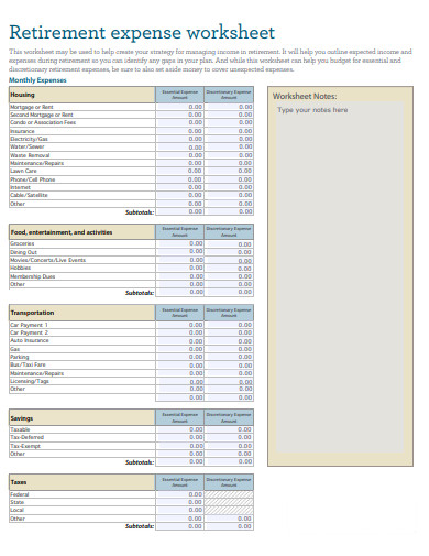 11+ Retirement Budget Worksheet Templates in PDF | DOC