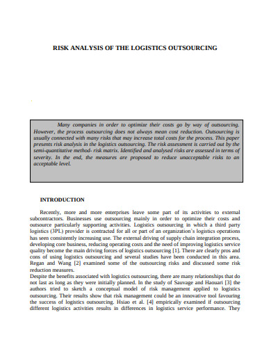 9+ Logistics Risk Assessment Templates in PDF | MS Word