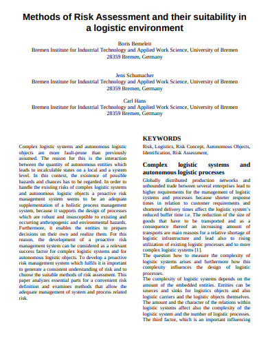 9+ Logistics Risk Assessment Templates in PDF | MS Word