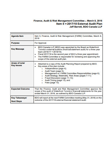 10+ External Audit Plan Templates in PDF | DOC