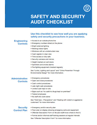 10+ Safety Audit Checklist Templates in PDF | WORD