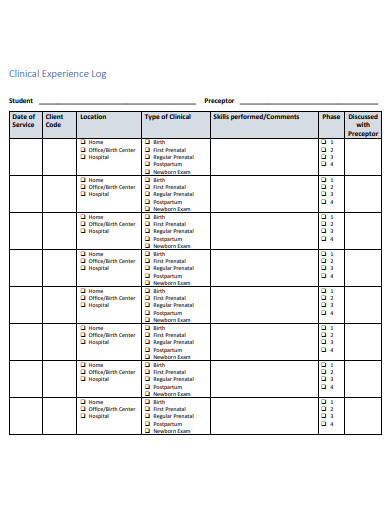 10+ Clinical Experience Log Templates in PDF | DOC