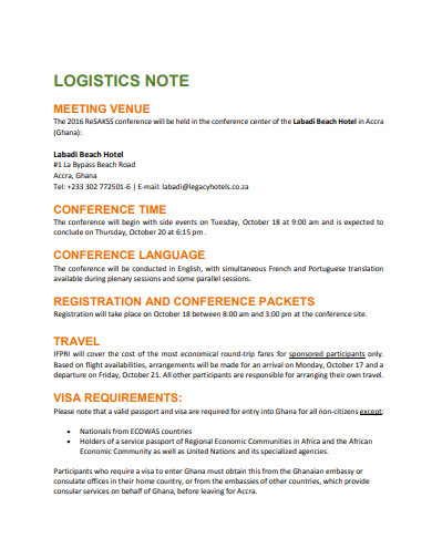 11+ Logistics Note Templates in PDF | MS Word