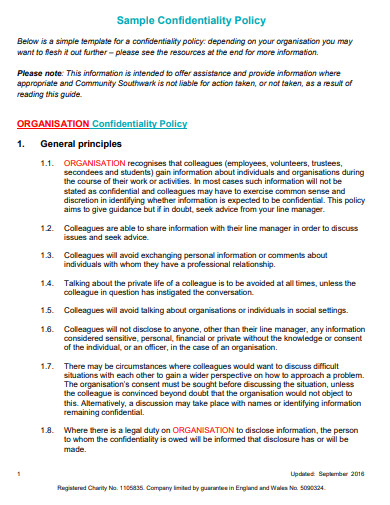 8+ Confidentiality Policy Templates in PDF | MS Word