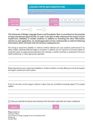 3 Disability Impact Statement Templates In PDF