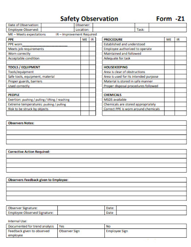 3+ Job Safety Observation Form Templates in PDF