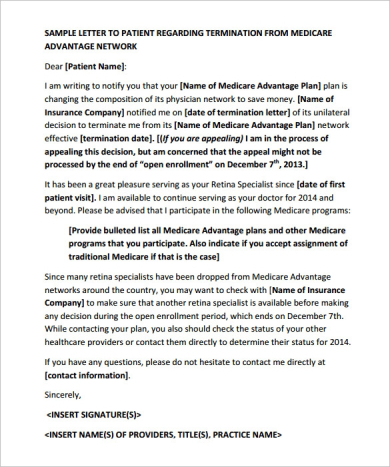8+ Patient Termination Letter Templates - Word, PDF, Google Docs