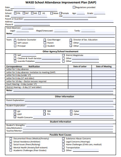 10+ Attendance Improvement Plan Templates in PDF | DOC