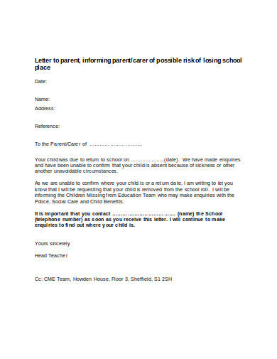 5+ School Deregistration Letter Templates in PDF | DOC