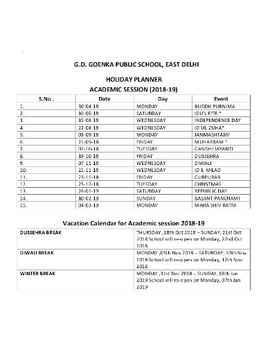 10+ School Holiday Planner Templates in PDF | Word