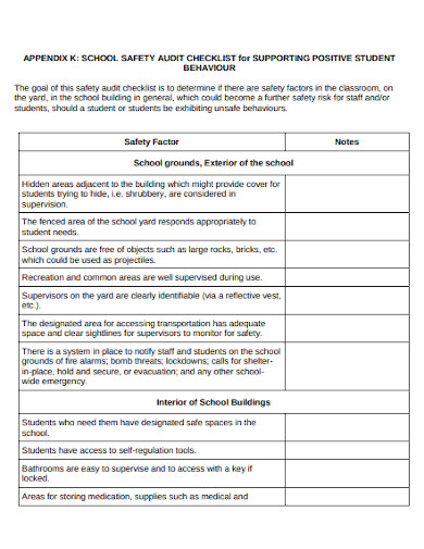 13+ School Safety Audit Checklist Templates in PDF | WORD