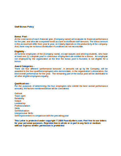 11+ Bonus Policy Templates in PDF | MS Word