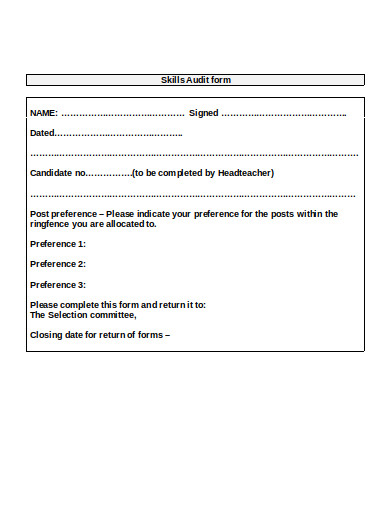11+ Skills Audit Form Templates in PDF | WORD