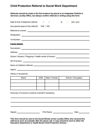 6+ Social Work Referral Form Templates in PDF | MS Word