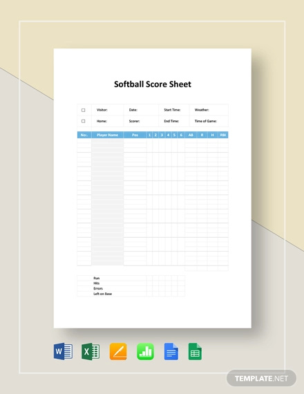 13+ Softball Score Sheet Templates - PDF, DOC