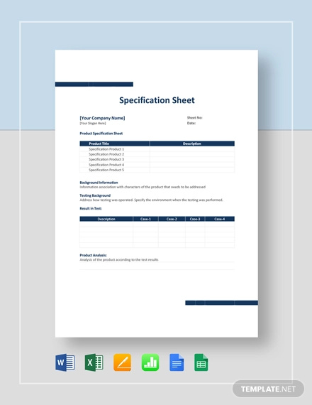 11 Spec Sheet Templates DOC PDF
