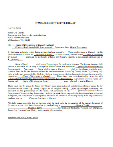 11+ Escrow Letter Templates in PDF | MS WORD