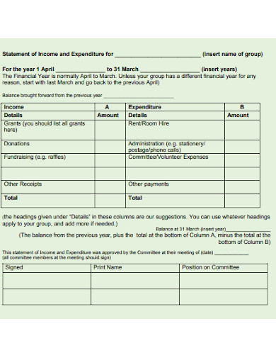 10+ Income and Expenditure Statement Templates in PDF | Word