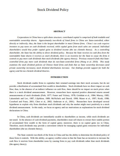 11+ Dividend Policy Templates in PDF | MS Word