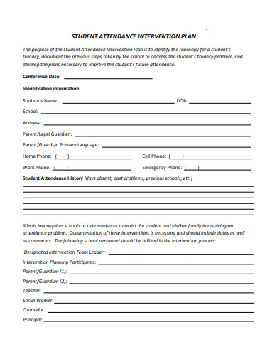 10+ Attendance Improvement Plan Templates in PDF | DOC