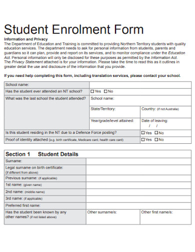 14+ Student Enrollment Form Templates PDF | DOC