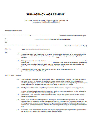 10+ Sub Agency Agreement Templates in PDF | WORD