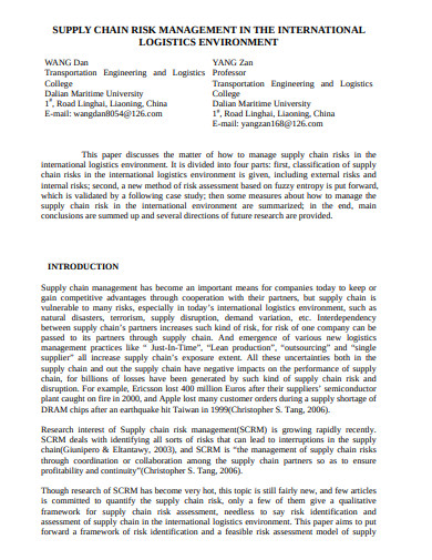 9+ Logistics Risk Assessment Templates in PDF | MS Word
