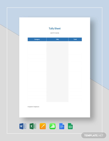 Tally Sheet Template 13 Free Word PDF Documents Download