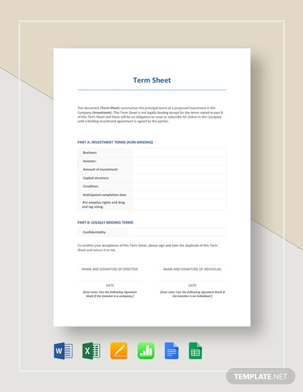 14+ Term Sheet Templates - Free Sample, Example, Format Download!