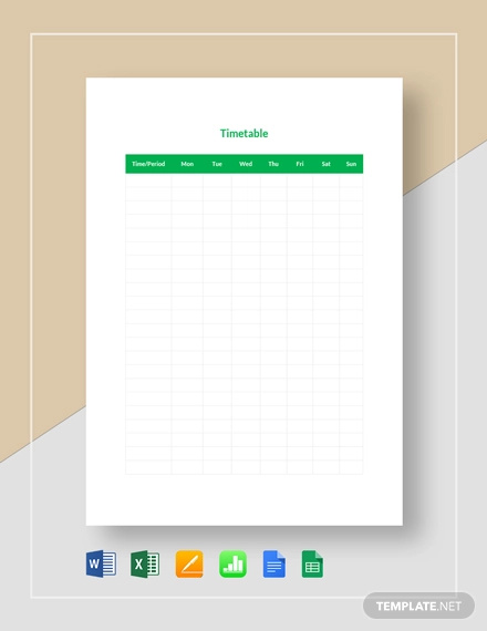 Free 28+ Timetable Template - Sample, Example, Format