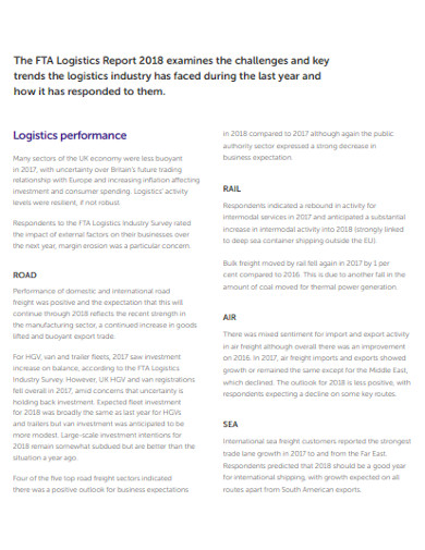 8+ Logistics Monthly Report Templates in PDF | MS Word