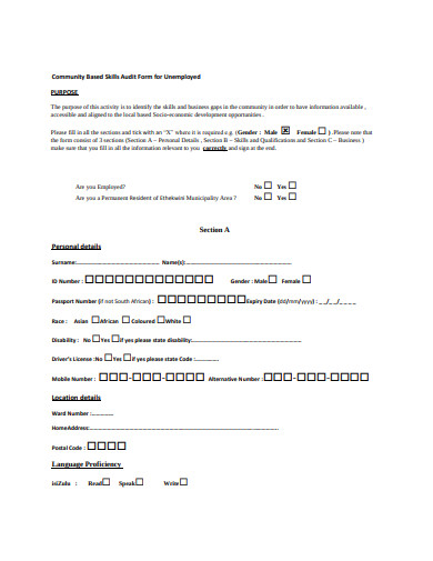 11+ Skills Audit Form Templates in PDF | WORD