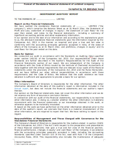11+ Independent Auditor Report Templates in PDF | WORD