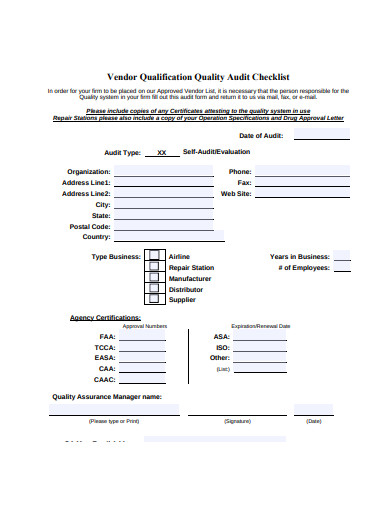 11+ Free Vendor Audit Form Templates in Doc | Excel | PDF