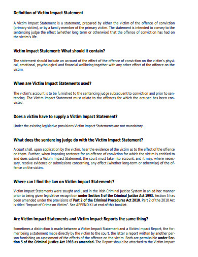 11+ Victim Impact Statement Templates in DOC | PDF