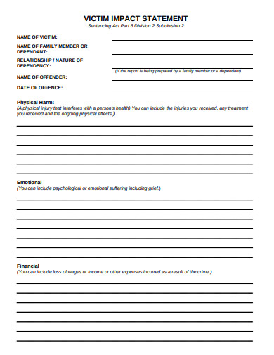 11+ Victim Impact Statement Templates in DOC | PDF