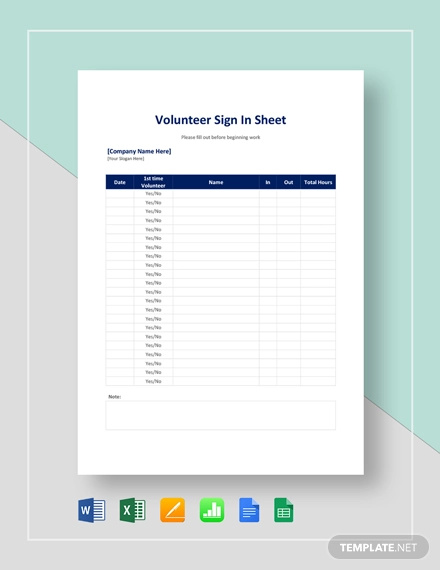 Volunteer Sign-In Sheet Templates - 14+ Free PDF Documents Download