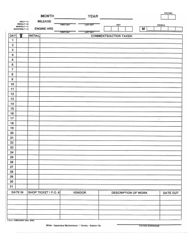10+ Weekly Vehicle Inspection Form Templates in PDF