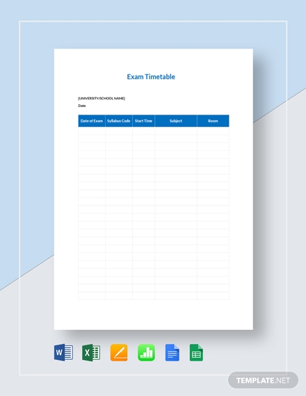 11+ School Timetable Templates In Excel | Numbers