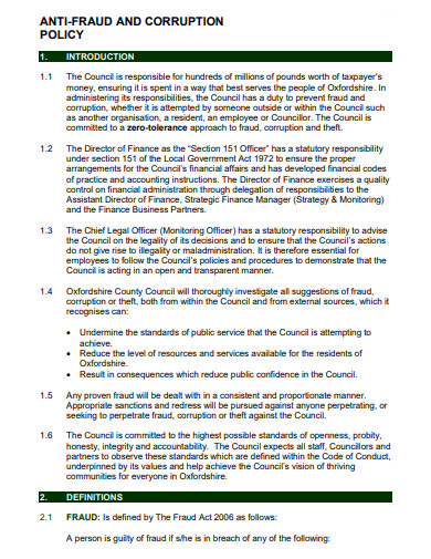 10+ Fraud Policy Templates in PDF | DOC