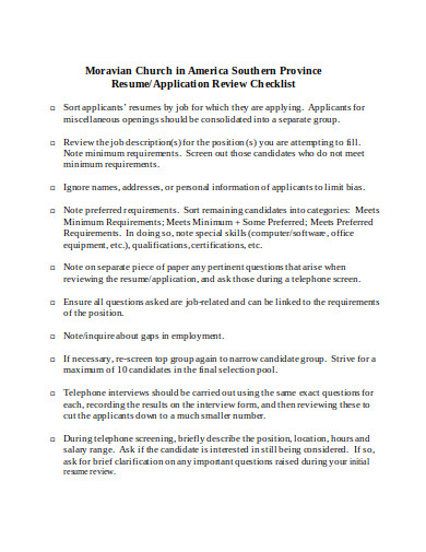 4+ Resume Screening Checklist Templates in DOC | PDF