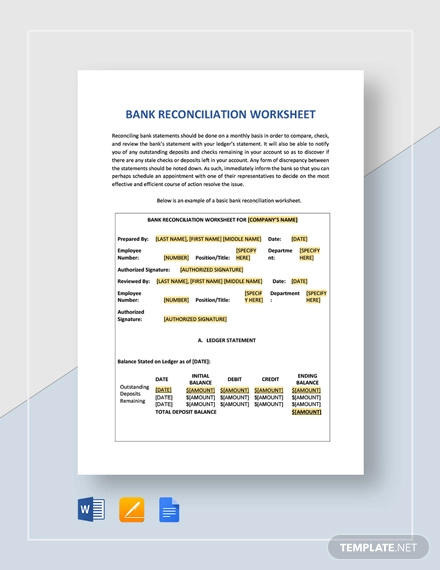 Bank Reconciliation Template - 13+ Free Excel, PDF Documents Download