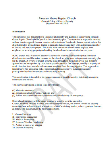 5+ Church Security Plan Templates in PDF