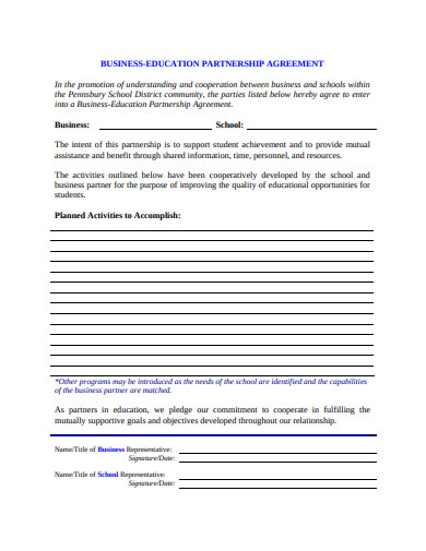 11+ Educational Partnership Agreement Templates in PDF | DOC