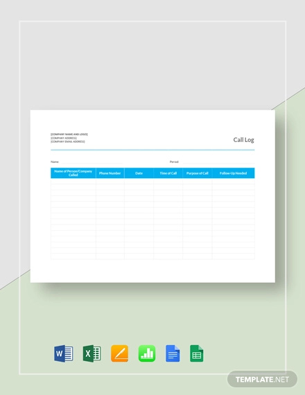 29+ Call Log Templates - DOC, PDF, Excel