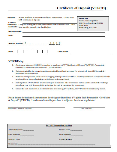 10+ Certificates of Deposit Templates in PDF | DOC