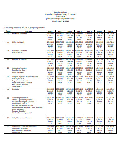 11+ Classified Employee Salary Schedule Templates in PDF | Doc