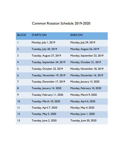 10+ Schedule Rotation Templates in PDF | DOC