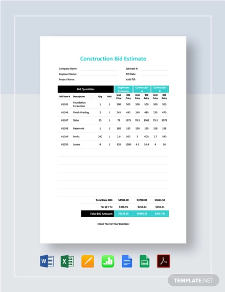 12+ Construction Estimate Templates - PDF, DOC, Excel
