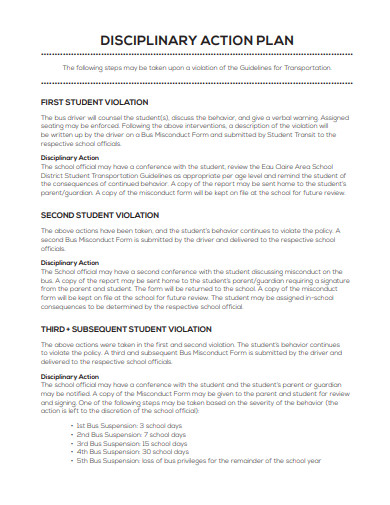 7+ Discipline Action Plan Templates in PDF | DOC